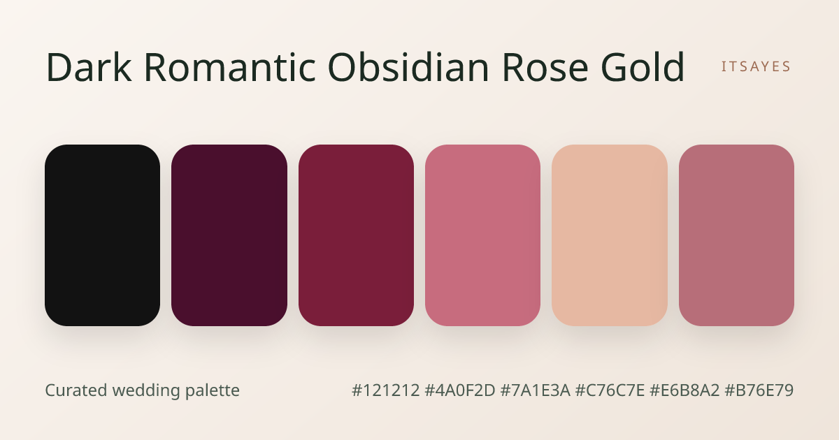 Dark Romantic Obsidian Rose Gold Wedding Palette | ItsaYes